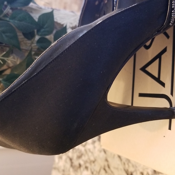 Jasmin | Shoes | Jasmin Vintage Black Satin With Silver And Blue ...